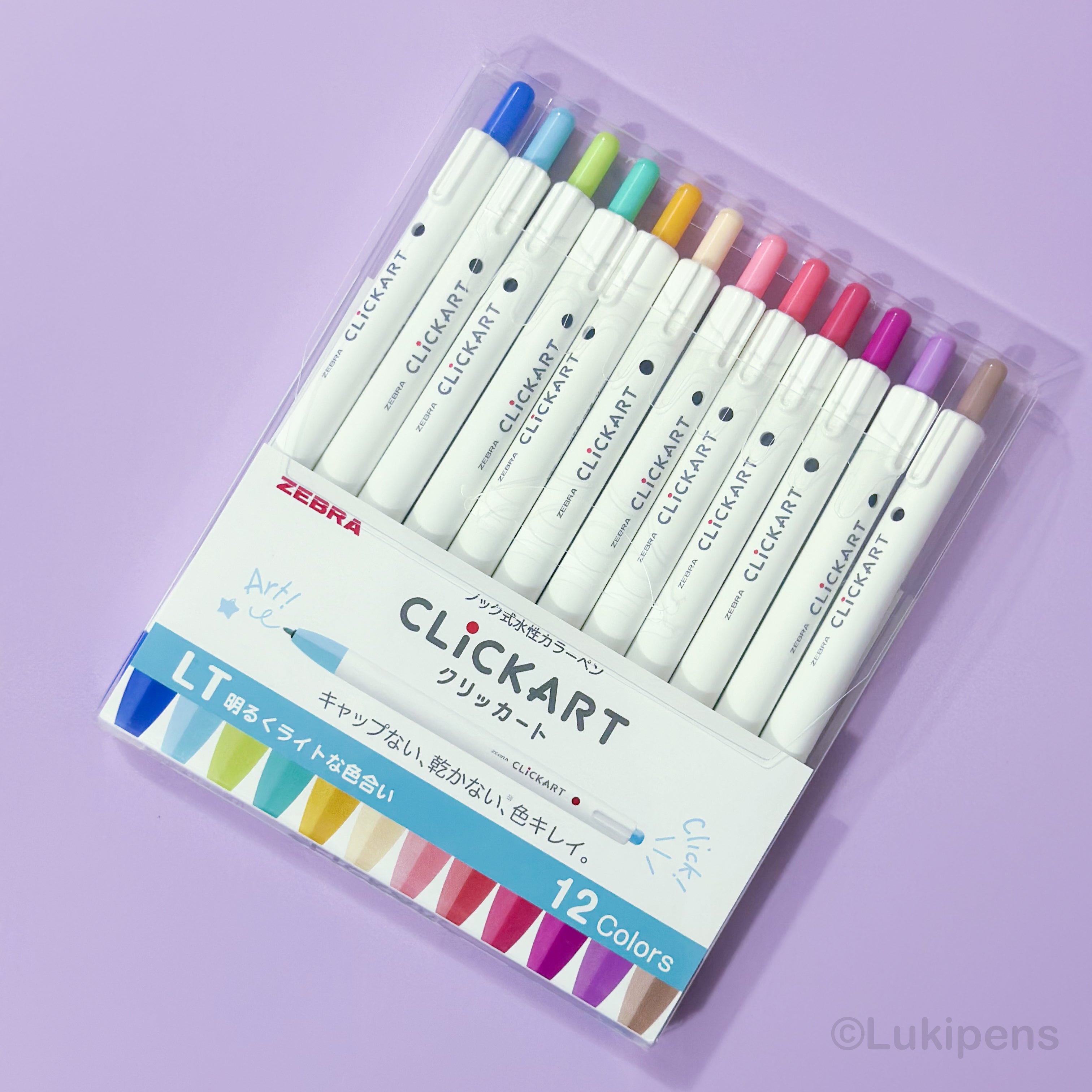 Set de 12 Marcadores Clickart - Claros - 0.6 mm - Zebra – Lukipens
