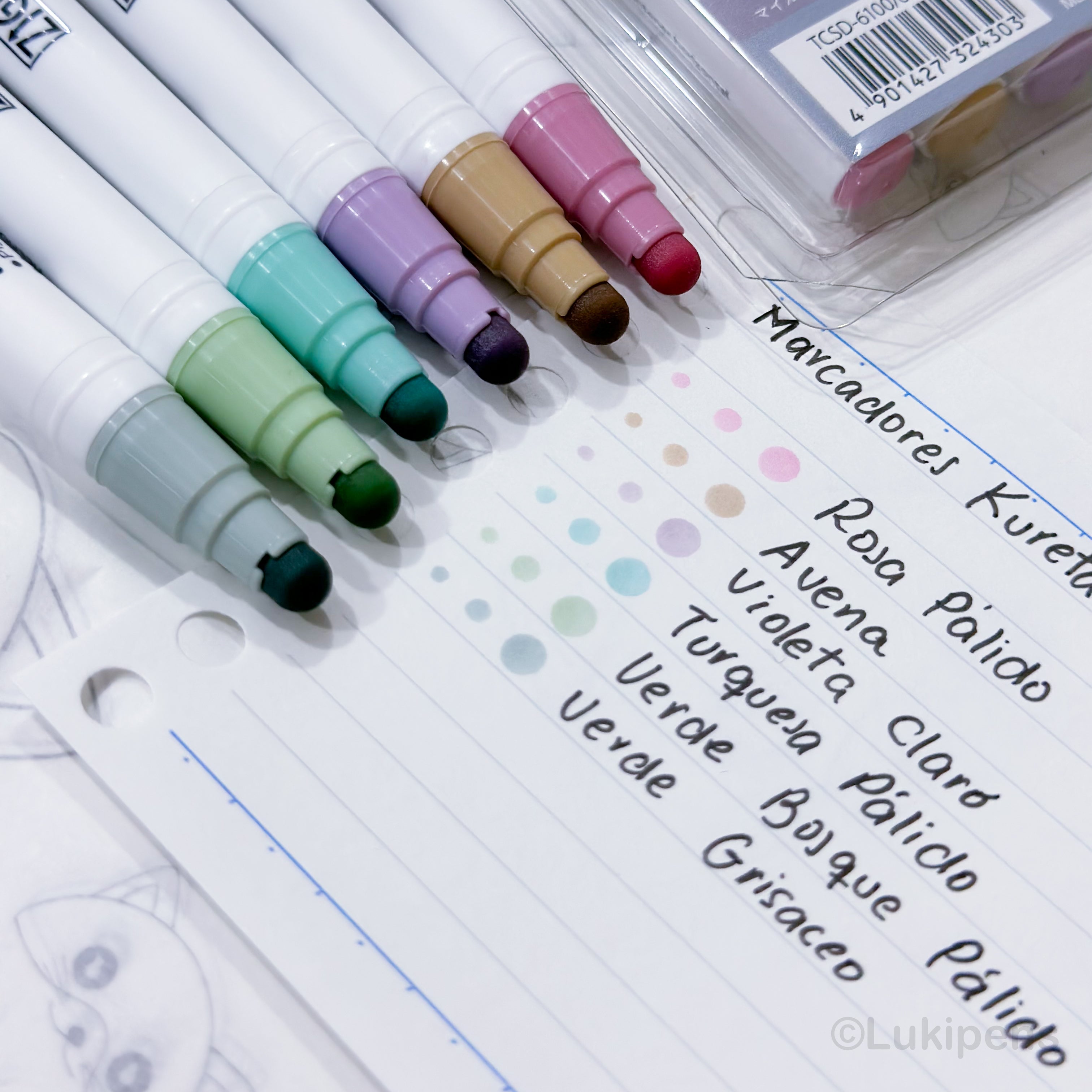 Set de 6 Marcadores Kuretake Zig Clean Color Dot - Colores Smoky / Ahu ...